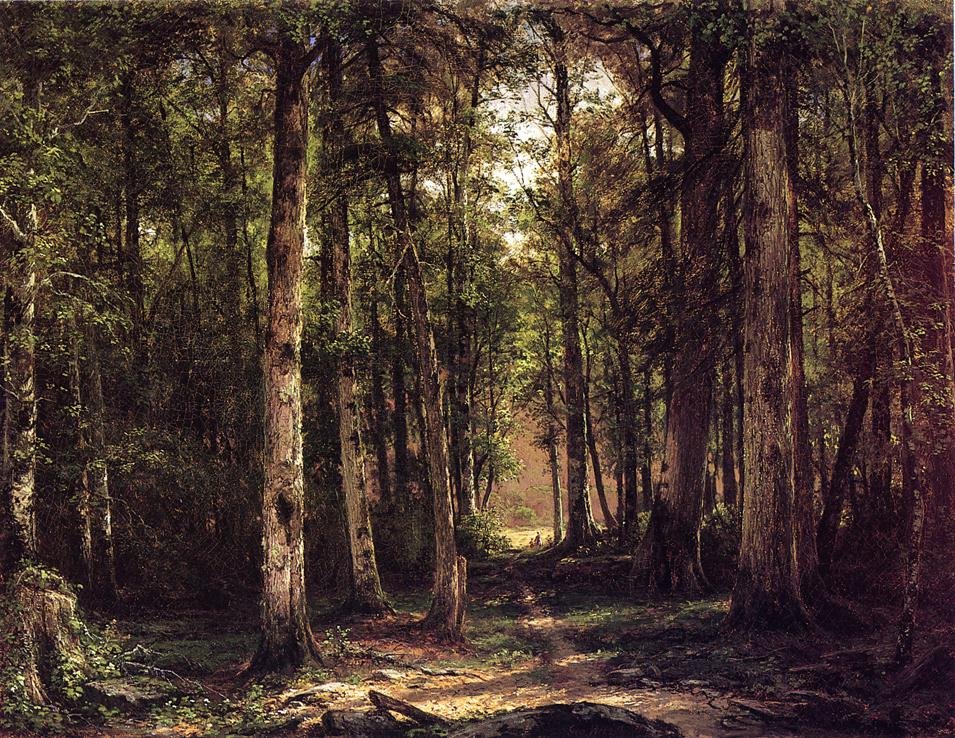 Forest Scene with Mother and Child 1877 Painting | George Hetzel Oil ...