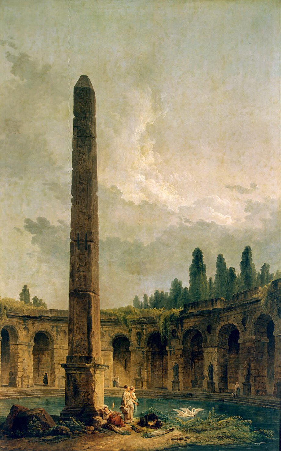 Decorative Landscape with an Obelisk Painting | Hubert Robert Oil Paintings