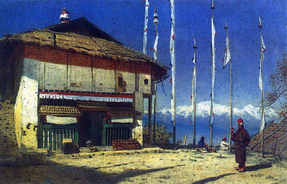 Buddhist temple and Darjeeling Sikkim 1874 Painting | Vasily ...