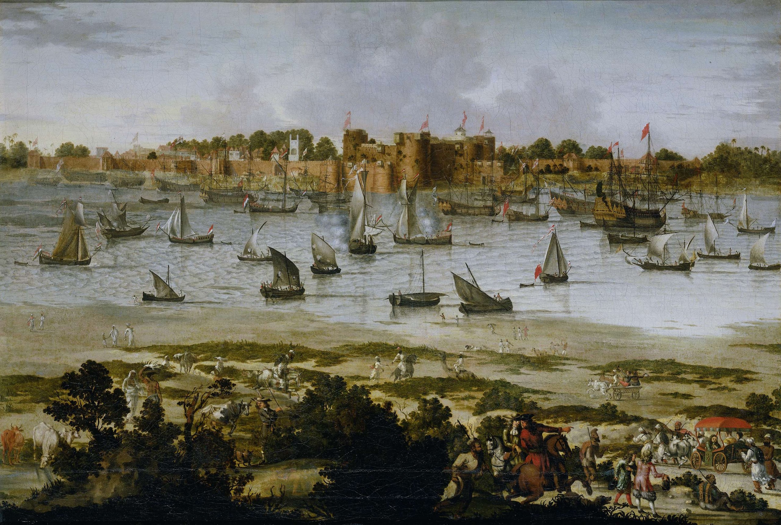 View of the port of Surat (Gujarat). ca. 1670 Painting | Anonymous Oil ...