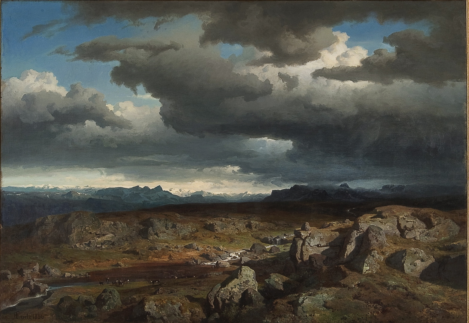 Norwegian mountains Painting | Hans Fredrik Gude Oil Paintings